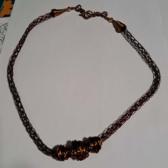 Jewelry | Wire With Hook Clasp Orange Copper Color Necklace Ring With 3 ...